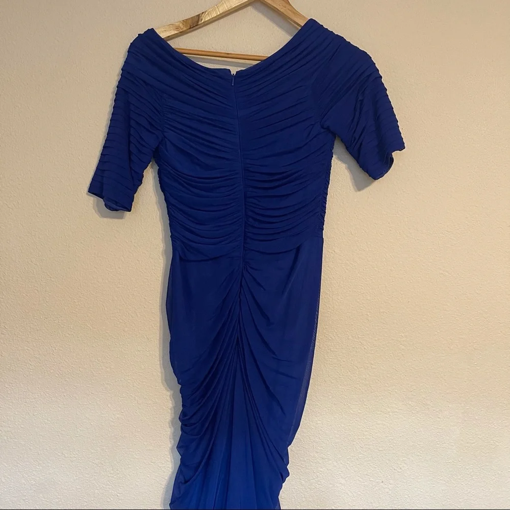 Tadashi Shoji | Dresses | Tadashi Shoji Asymmetric Ruched Sleeve Gown ...